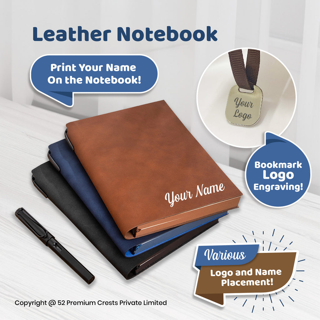 Leather Notebook With Pen – 52 Premium Crests